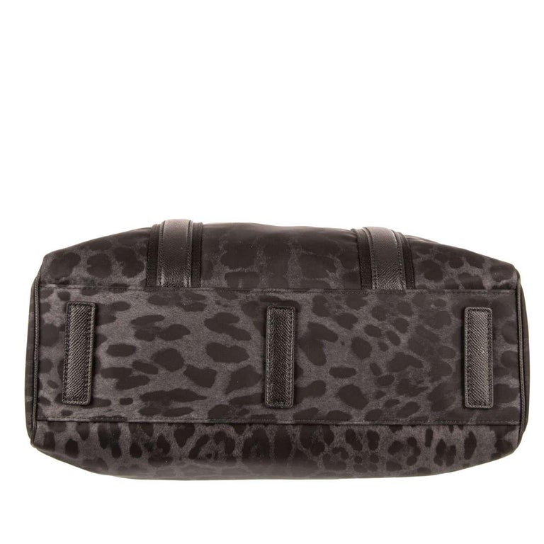D&G Leopard Printed Nylon Briefcase Bag with Logo and Pockets Black ...