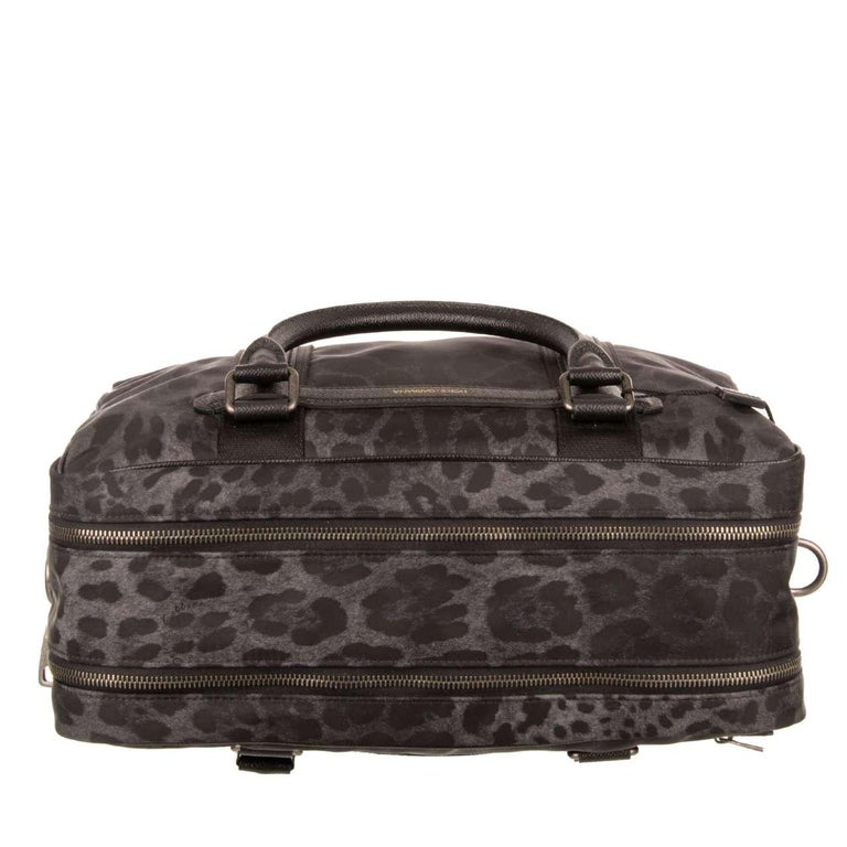 D&G Leopard Printed Nylon Briefcase Bag with Logo and Pockets Black ...