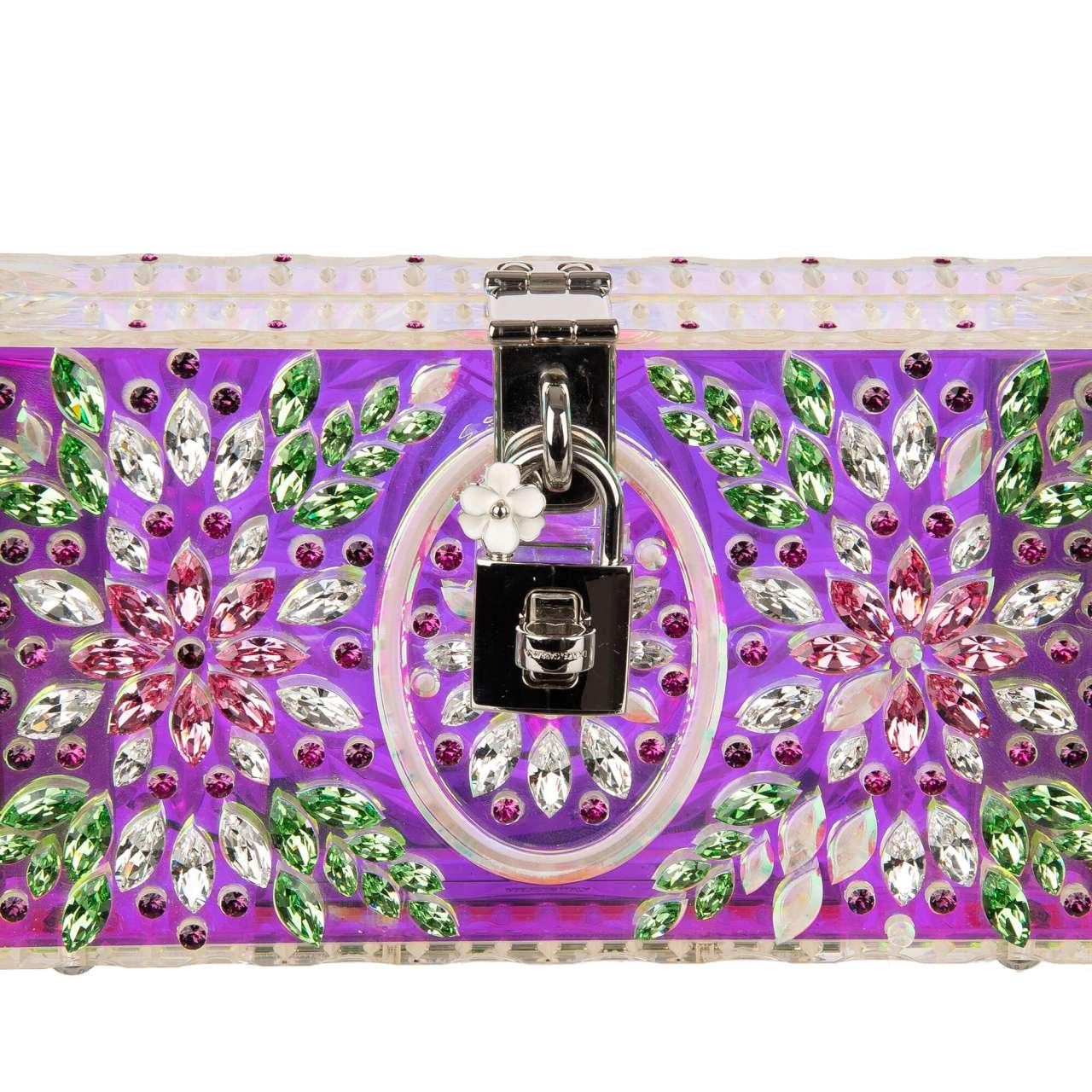 D&G Metallic Plexiglass Clutch Bag DOLCE BOX with Multicolor Crystals Silver For Sale at 1stDibs