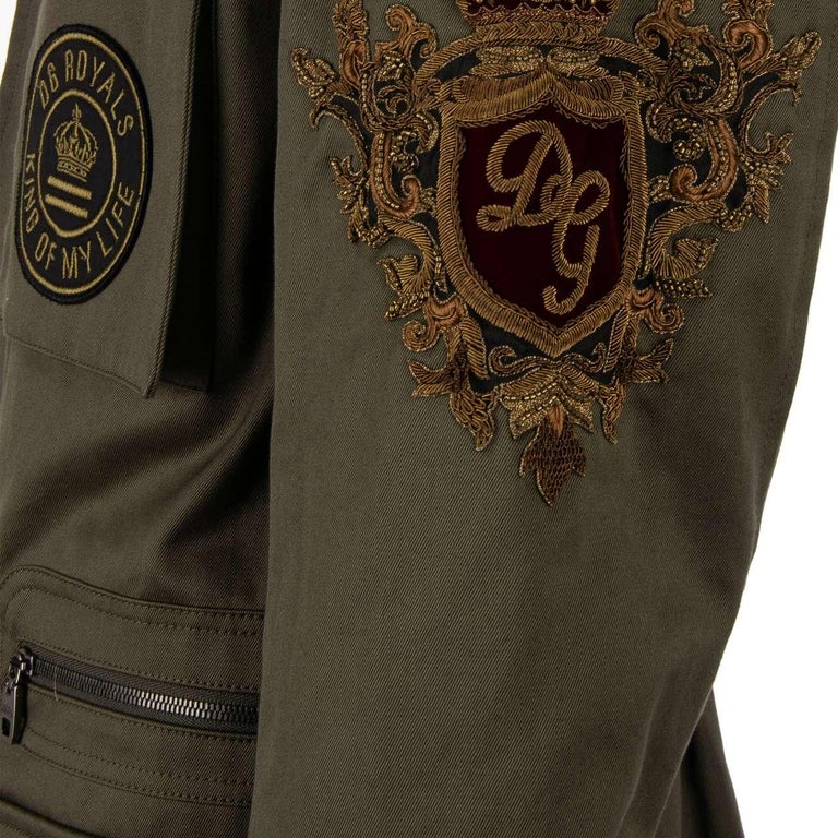 D&G Military Canvas Jacket DG LOVE with Embroidery und Pockets Khaki 46 ...