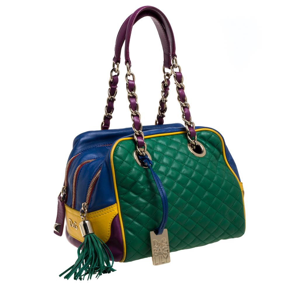D&G Multicolor Leather Lily Glam Bowler Bag at 1stDibs