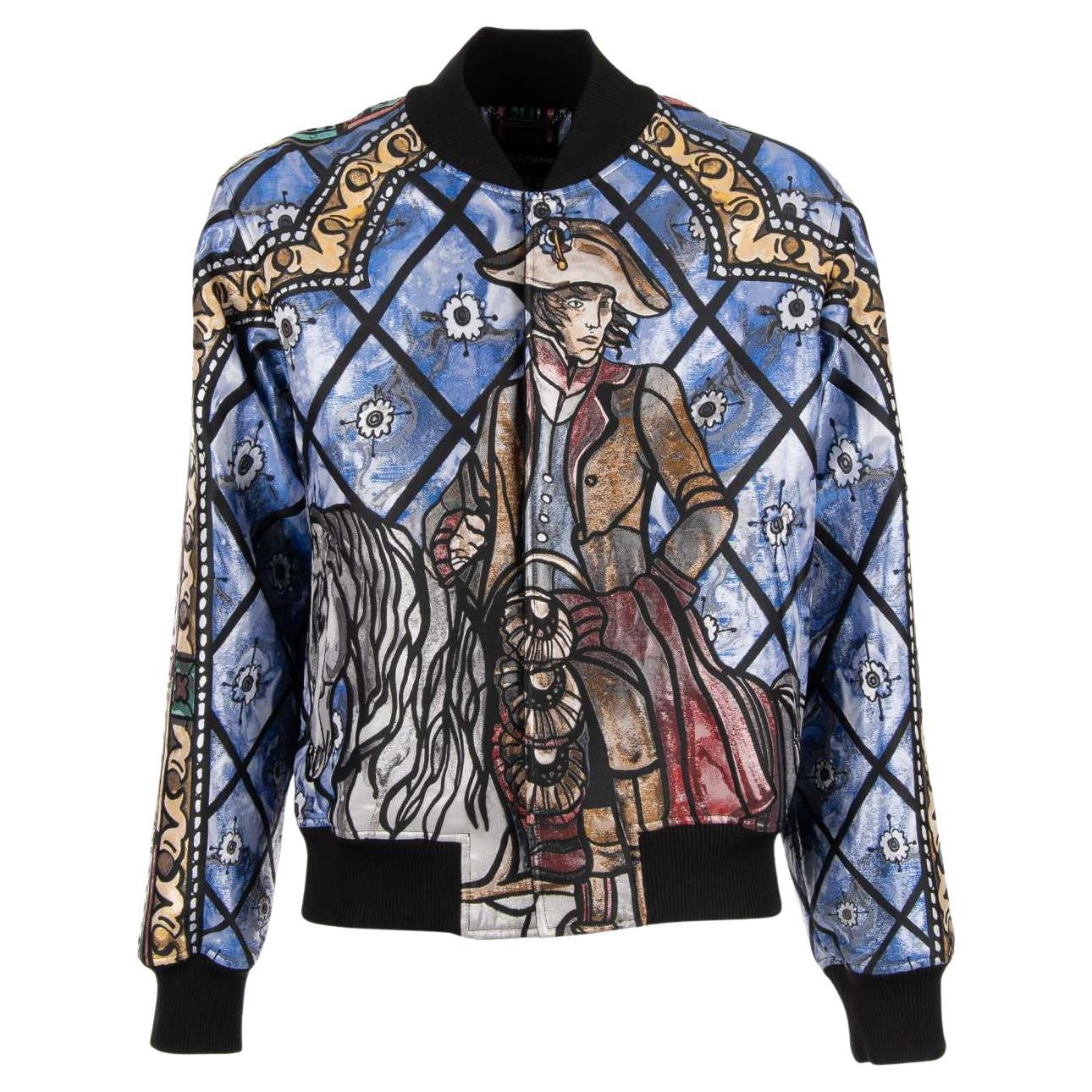 D&G Playing Cards King Embroidered Nappa Leather Bomber Jacket Black 48 ...