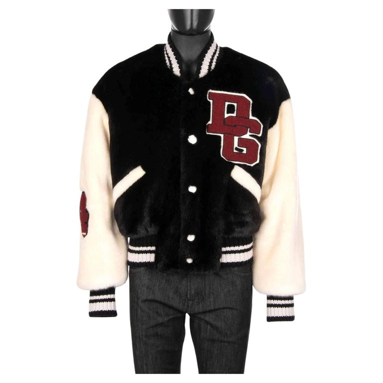 D&G Oversize Fake Fur Bomber Jacket with embroidered Crown and DG Logo ...