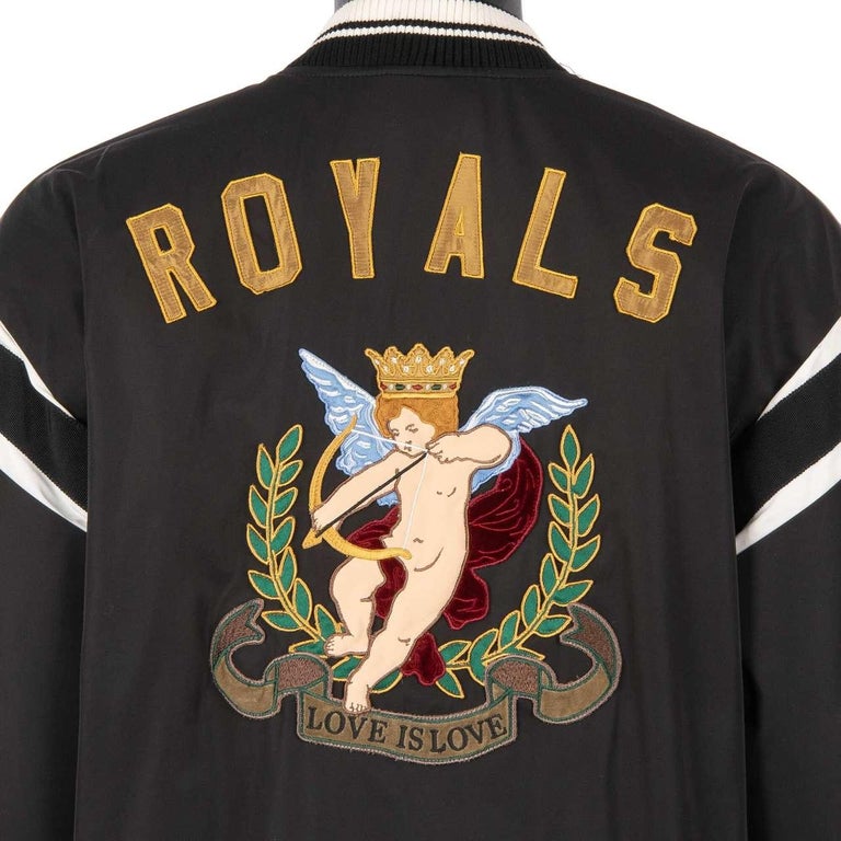 D&G Oversize Varsity Bomber Jacket with Royal King Embroidery and DG ...
