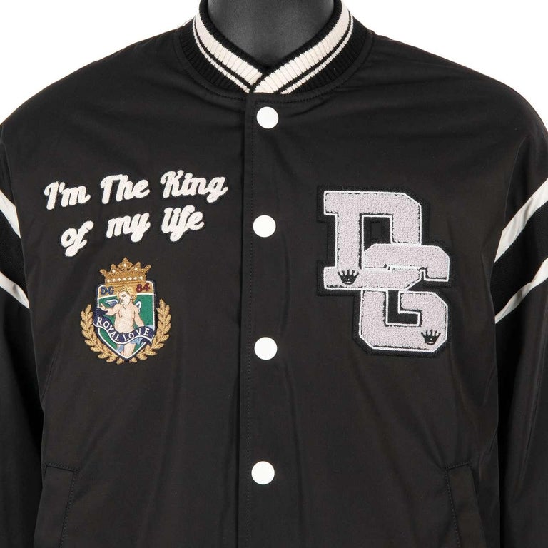 D&G Oversize Varsity Bomber Jacket with Royal King Embroidery and DG ...