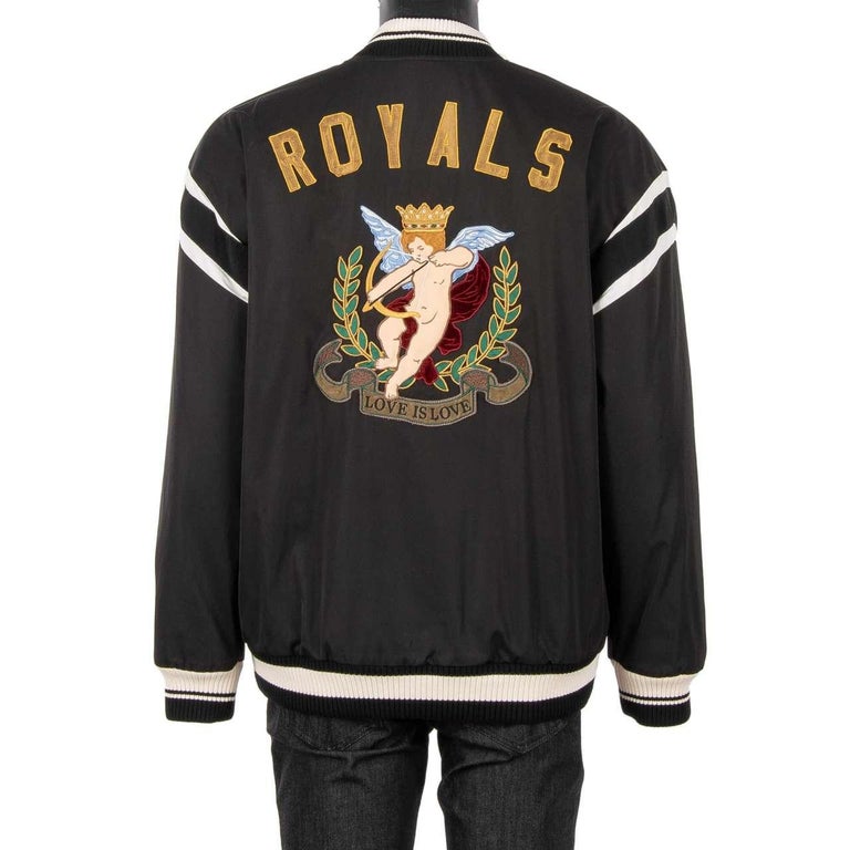 D&G Oversize Varsity Bomber Jacket with Royal King Embroidery and DG ...