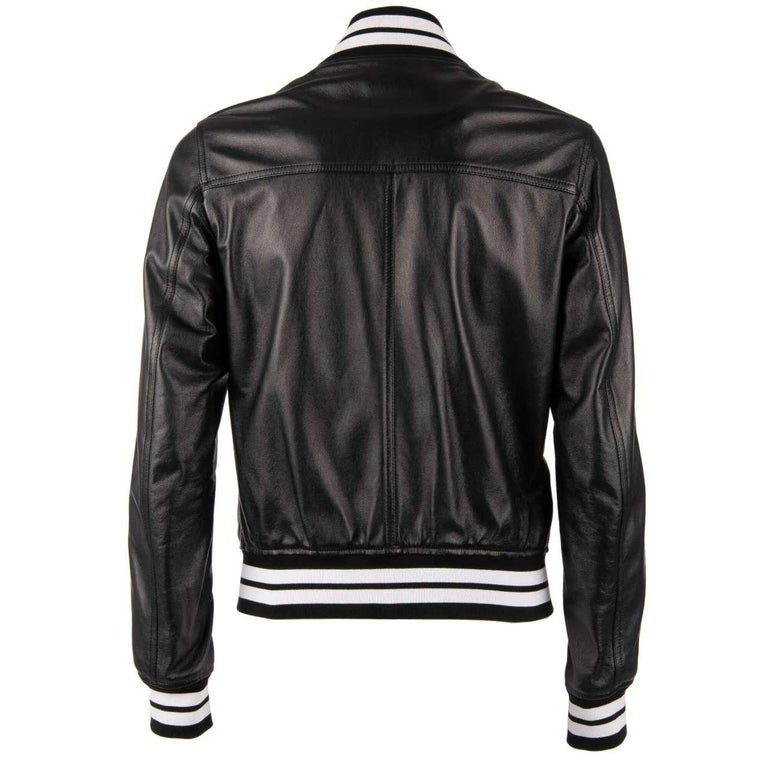 D&G Playing Cards King Embroidered Nappa Leather Bomber Jacket Black 48 ...