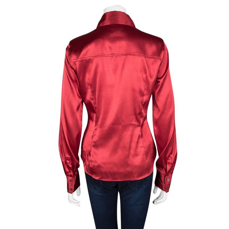 D&G Red Button Front Long Sleeve Shirt M at 1stDibs