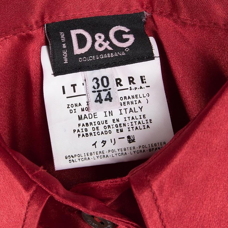 D&G Red Button Front Long Sleeve Shirt M at 1stDibs