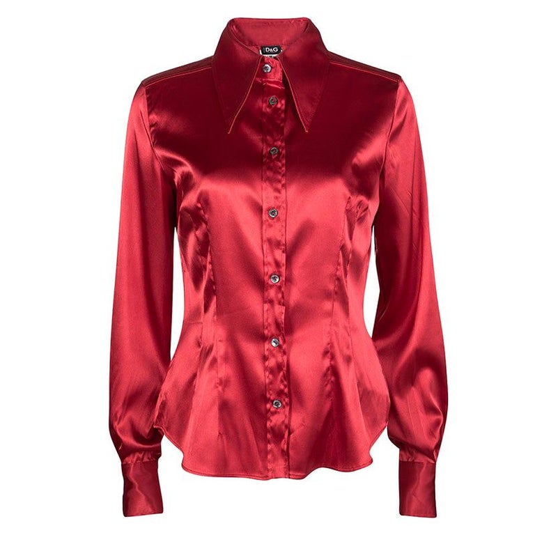 D&G Red Button Front Long Sleeve Shirt M at 1stDibs