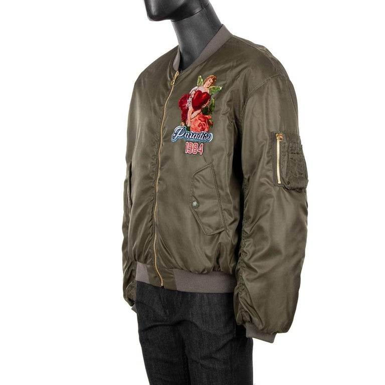 D&G Reversible Oversize Bomber Jacket Paradise with Embroidery Khaki ...