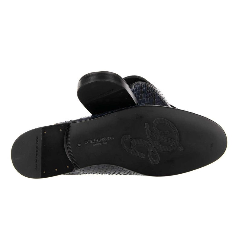 D&G Snake Leather Tassels Shoes Slipper YOUNG POPE Blue 44 UK 10 US 11 ...