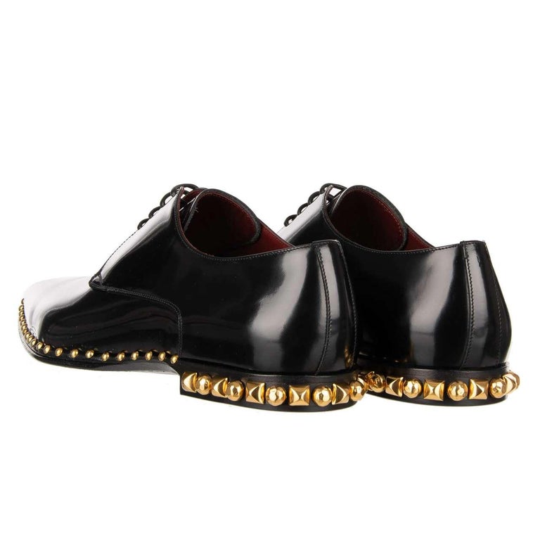 D&G Studded Classic Patent Leather Derby Shoes MILLENNIALS Black EUR 40 ...