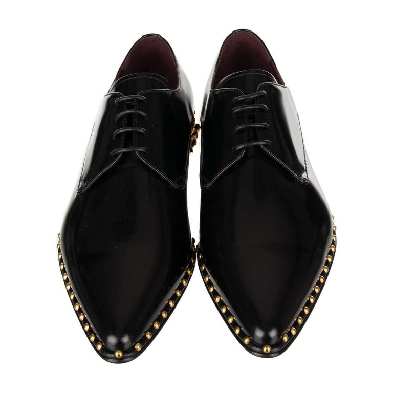 D&G Studded Classic Patent Leather Derby Shoes MILLENNIALS Black EUR 40 ...