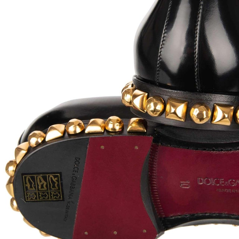 D&G Studded Classic Patent Leather Derby Shoes MILLENNIALS Black EUR 42 ...