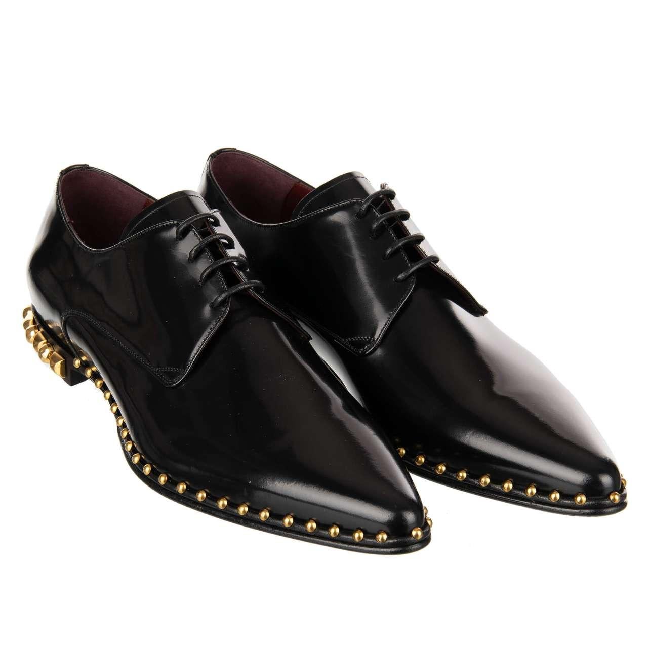 D&G Studded Classic Patent Leather Derby Shoes MILLENNIALS Black EUR 43 ...