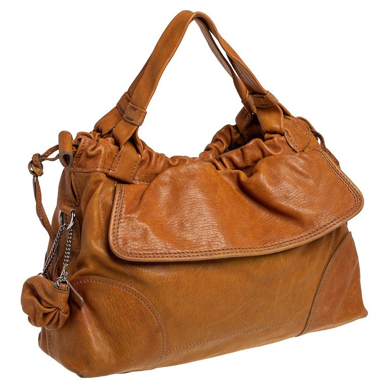 D&G Tan Leather Linda Drawstring Tote For Sale at 1stDibs