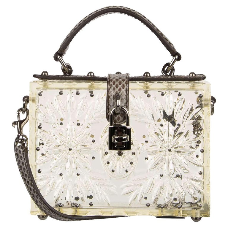 D&G Transparent Crystals Embellished Plexiglas Clutch Bag Cinderella ...