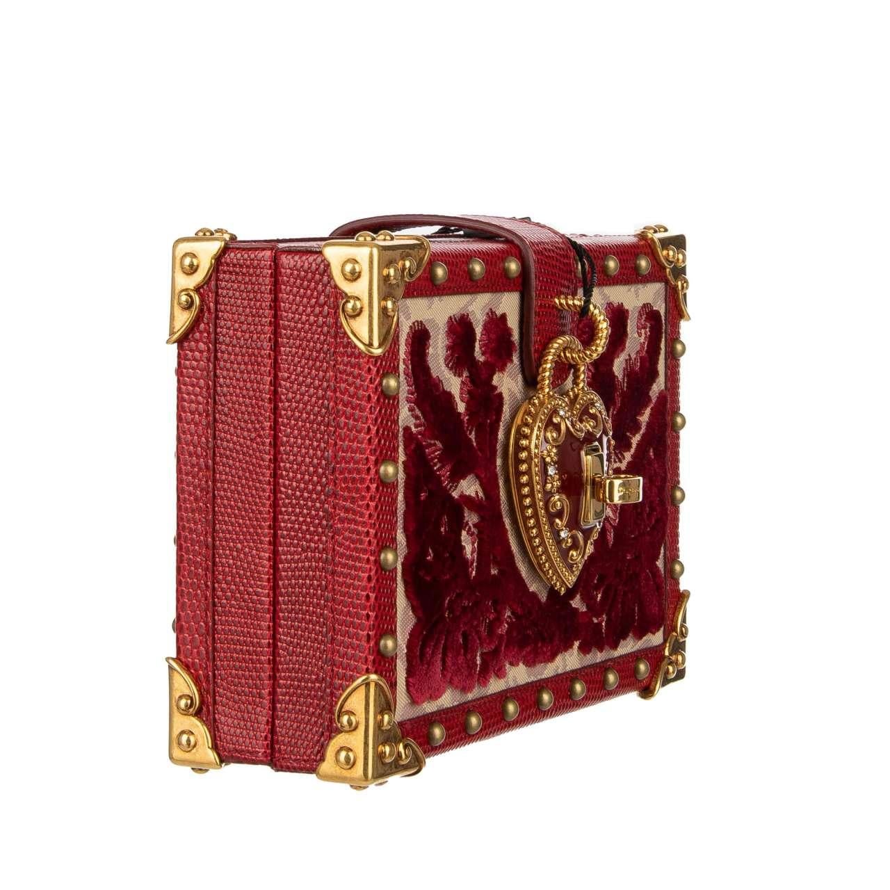 D&G - Velvet Brocade Leather Clutch Box Bag MY HEART with Studs Red For ...