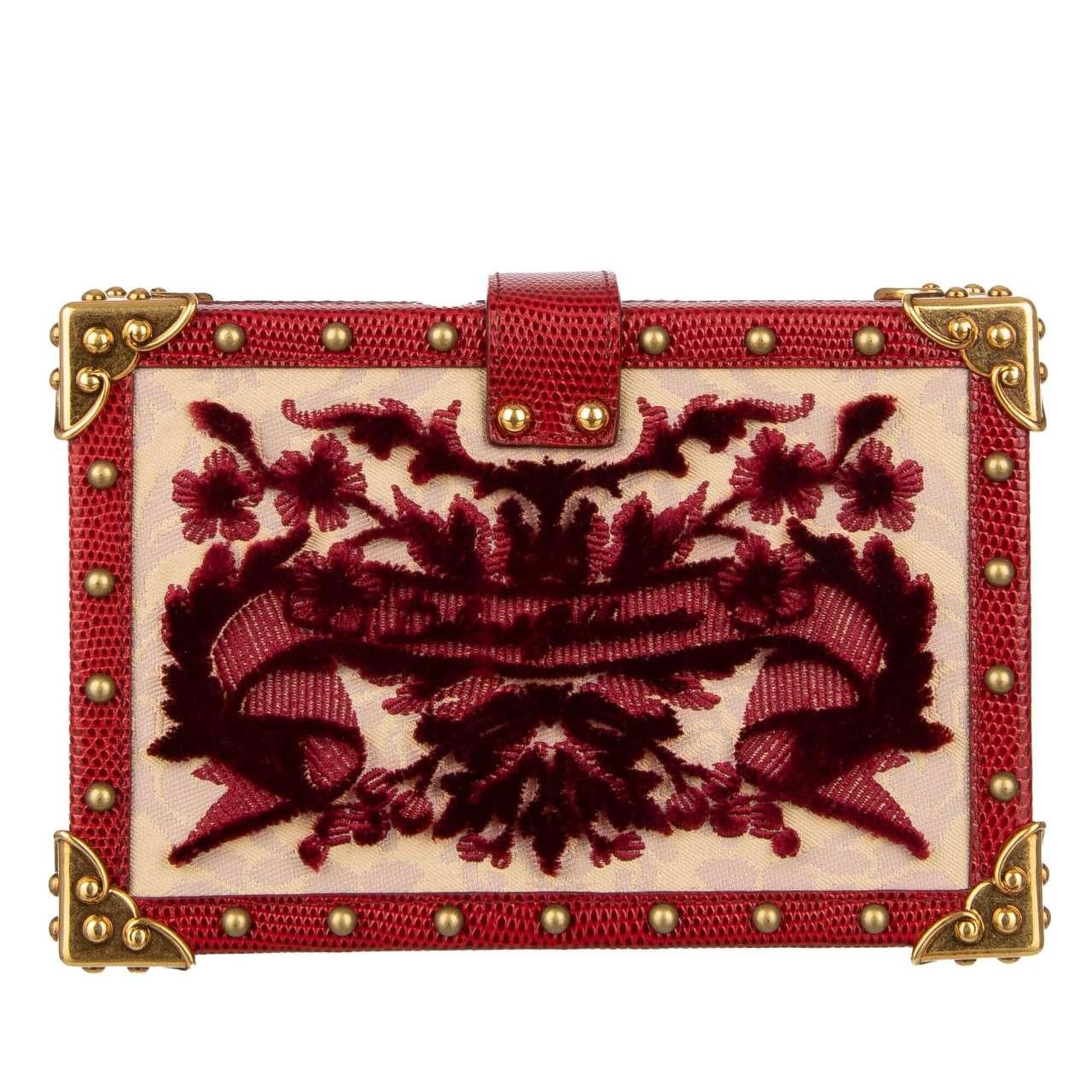 D&G - Velvet Brocade Leather Clutch Box Bag MY HEART with Studs Red For ...