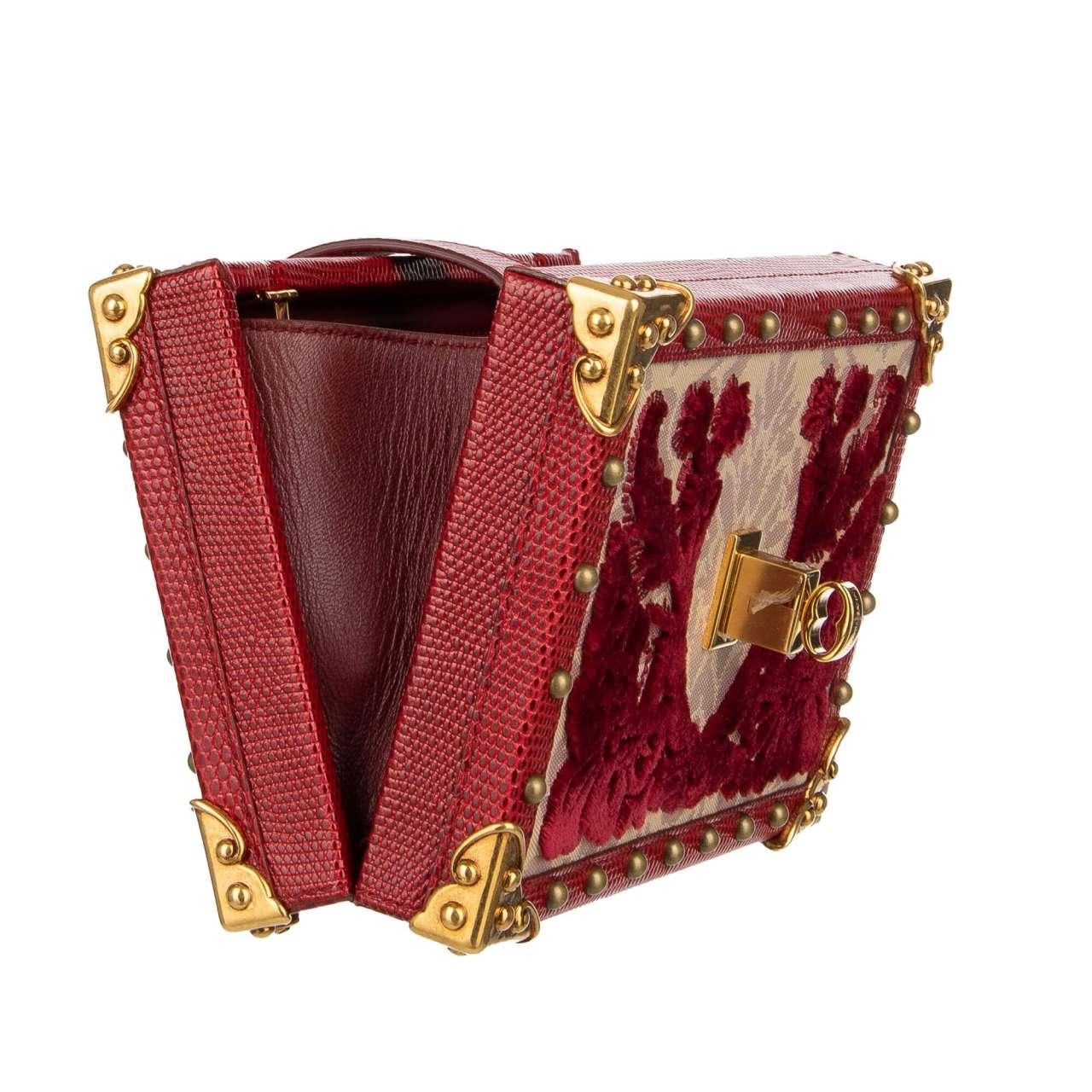 D&G - Velvet Brocade Leather Clutch Box Bag MY HEART with Studs Red For ...