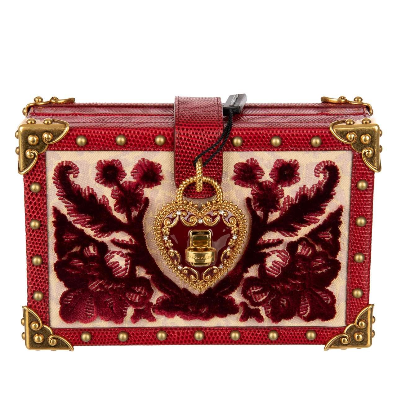 D&G - Velvet Brocade Leather Clutch Box Bag MY HEART with Studs Red For ...