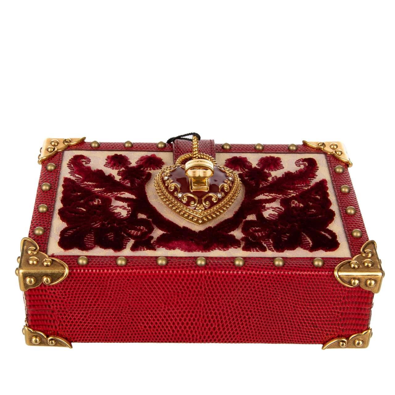 D&G - Velvet Brocade Leather Clutch Box Bag MY HEART with Studs Red For ...