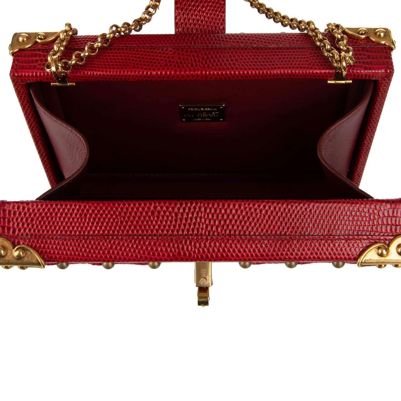 D&G - Velvet Brocade Leather Clutch Box Bag MY HEART with Studs Red For ...