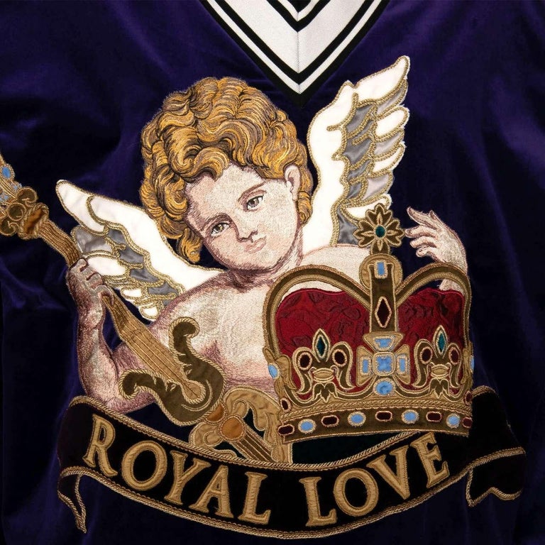 D&G Velvet Oversize Sweater with Angel Crown Embroidery Royal Love ...