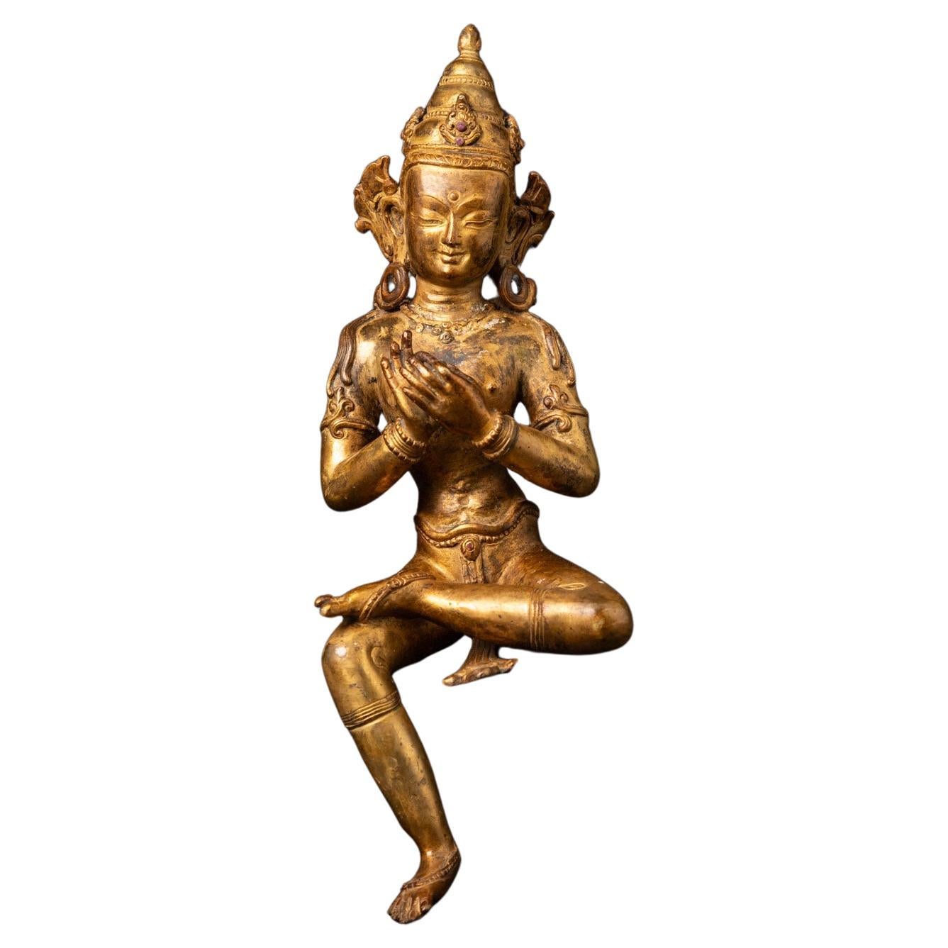 Middle 20th century Old bronze Chenrezig statue from Nepal in Namaskara ...