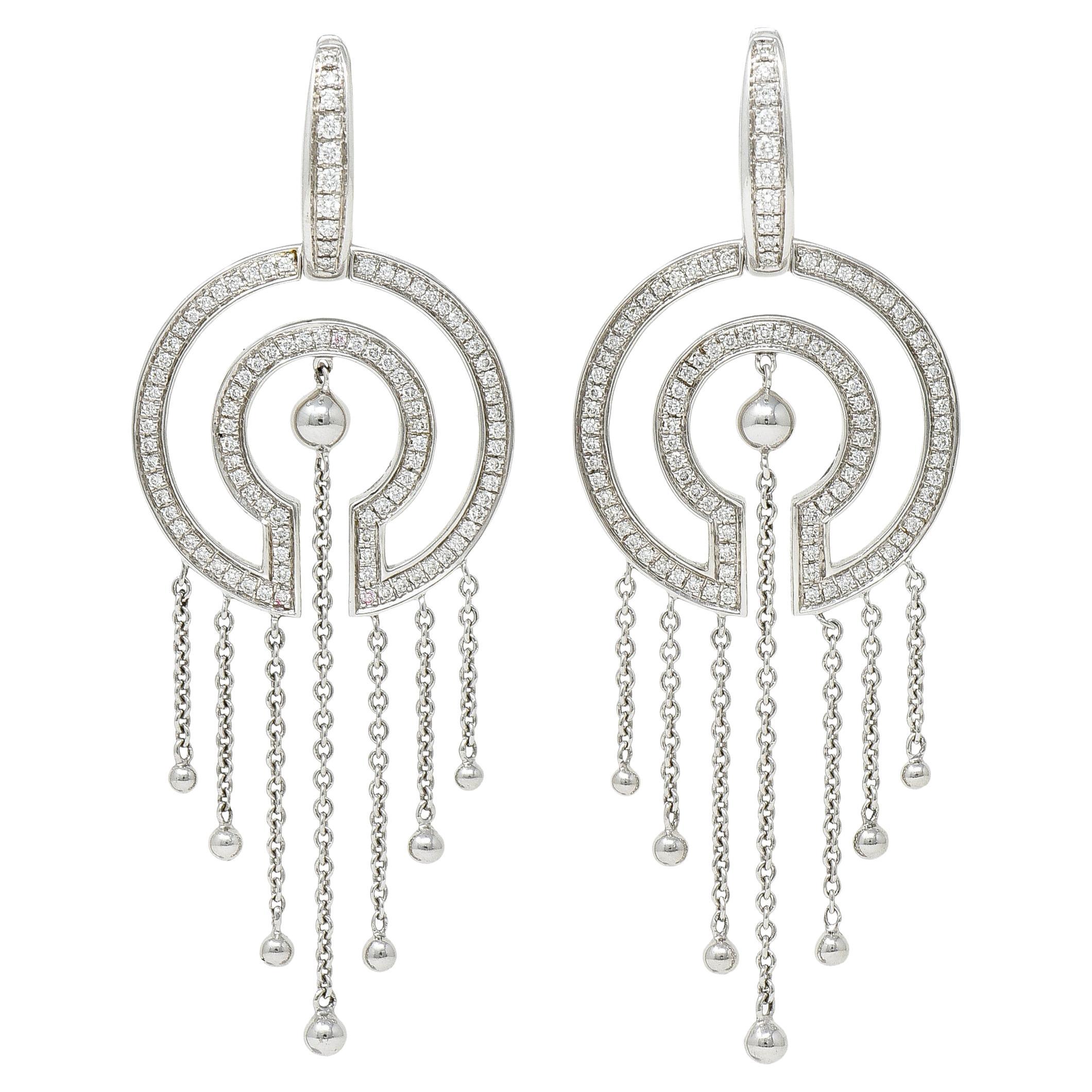 Di Modolo 18 Karat White Gold Diamond and Turquoise Oval Earrings at ...