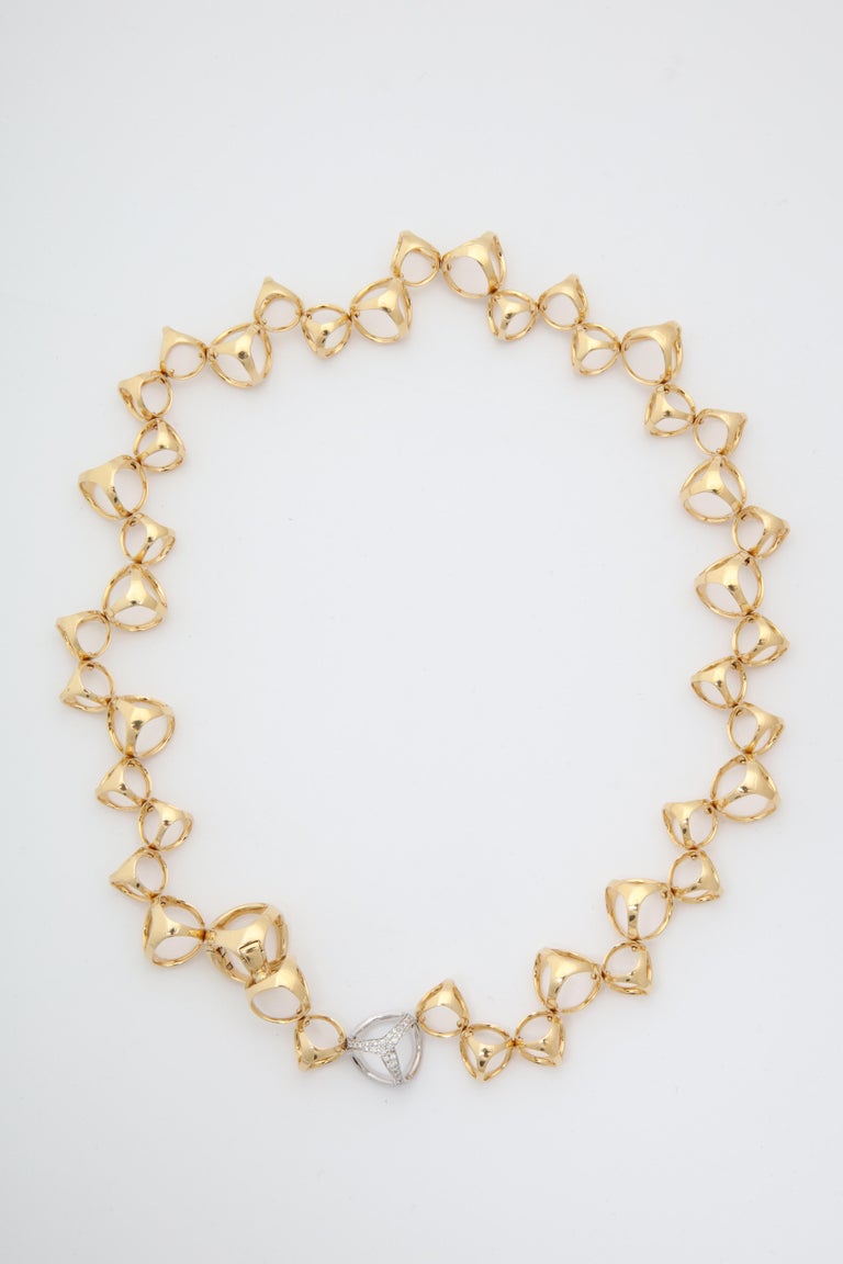 Di Modolo 1990s Triada Clasp Diamond and White and Gold Open Link ...