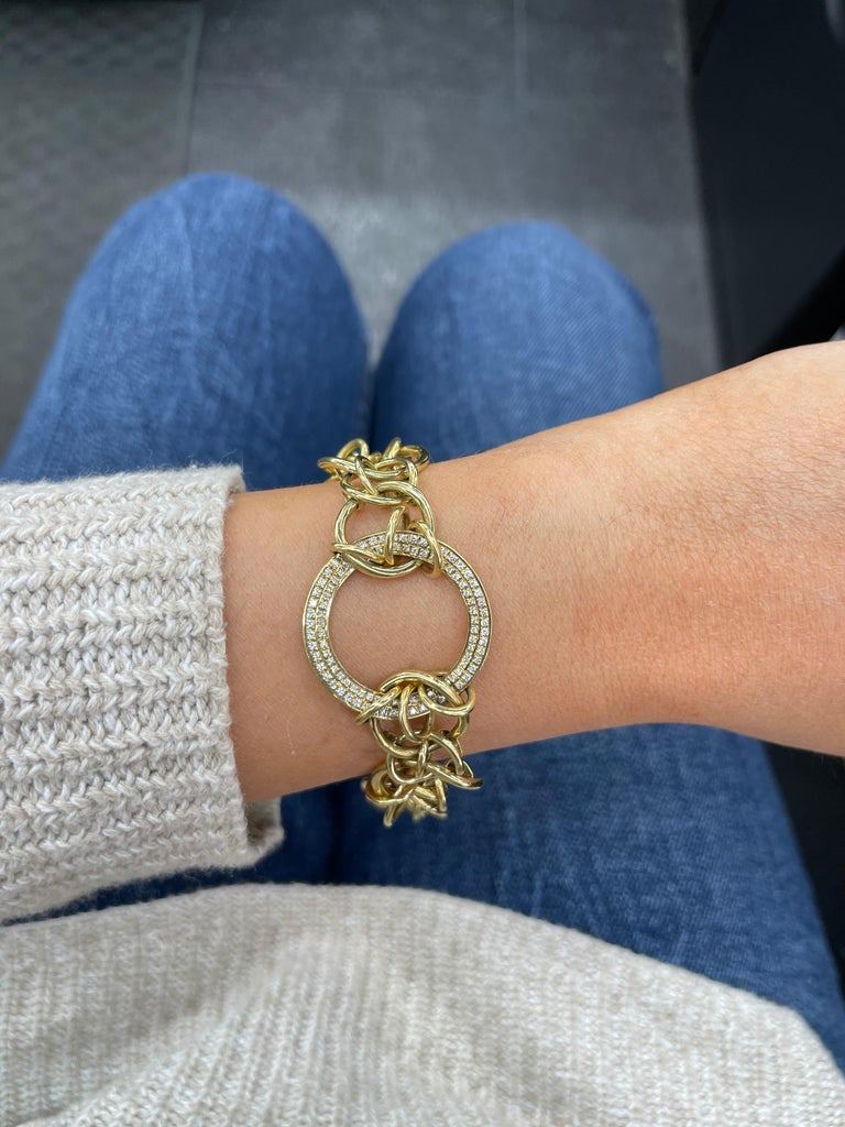 Di Modolo Tempia Collection Diamond Link Bracelet 18 Karat Yellow Gold ...