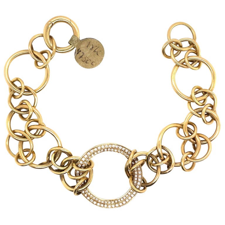 Di Modolo Tempia Collection Diamond Link Bracelet 18 Karat Yellow Gold ...