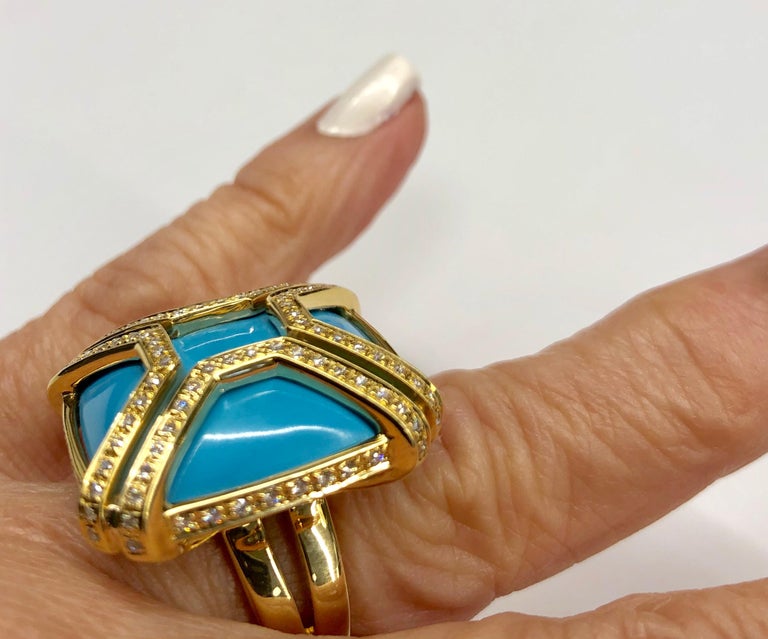 Di Modolo Favola Turquoise and Diamond Ring in 18K Gold For Sale at ...