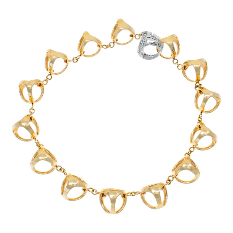 Di Modolo Triadra Milano 2 Tone Diamond Domed Triangular Cages Bracelet ...