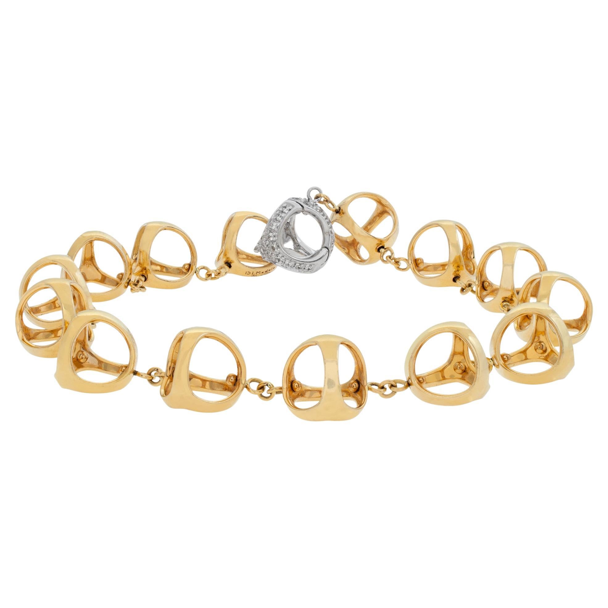 Di Modolo Triadra Milano 2 Tone Diamond Domed Triangular Cages Bracelet ...