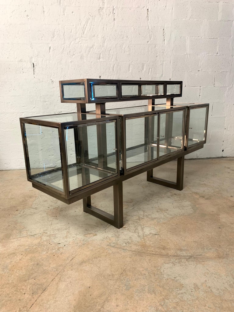 DIA Design Institute of America Steel Chrome and Glass Display Cabinet ...