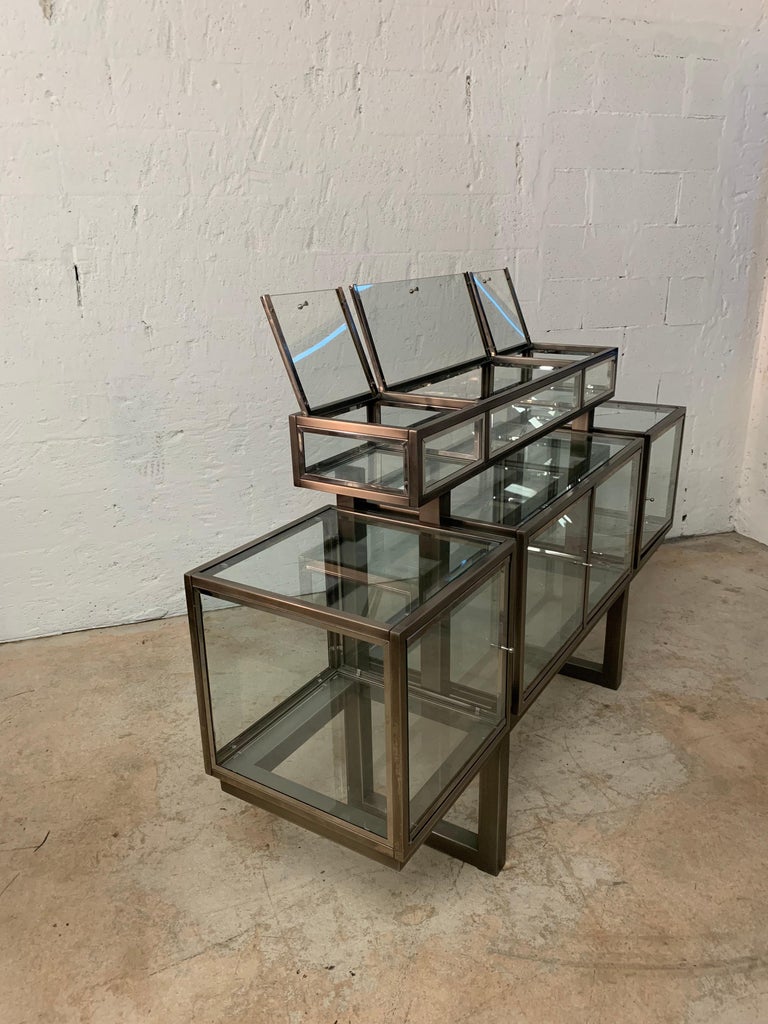 DIA Design Institute of America Steel Chrome and Glass Display Cabinet ...