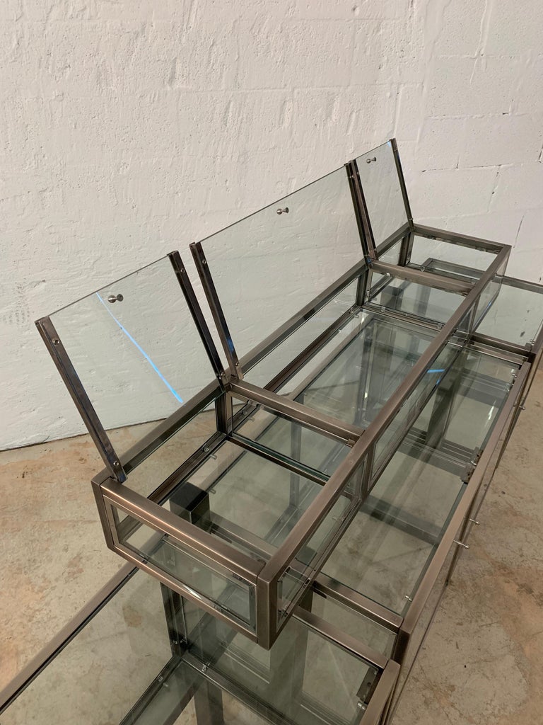 DIA Design Institute of America Steel Chrome and Glass Display Cabinet ...