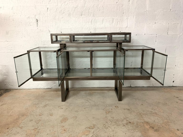 DIA Design Institute of America Steel Chrome and Glass Display Cabinet ...