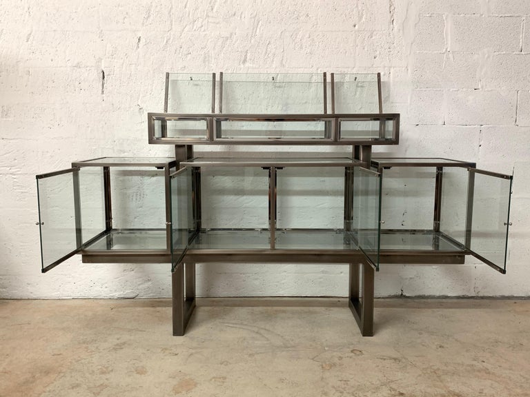 DIA Design Institute of America Steel Chrome and Glass Display Cabinet ...