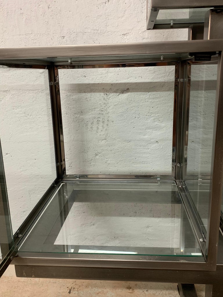 DIA Design Institute of America Steel Chrome and Glass Display Cabinet ...