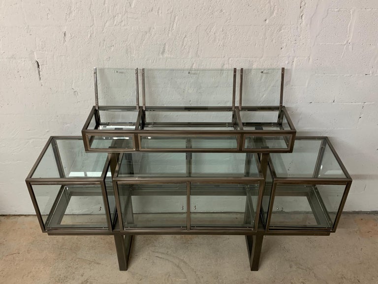 DIA Design Institute of America Steel Chrome and Glass Display Cabinet ...