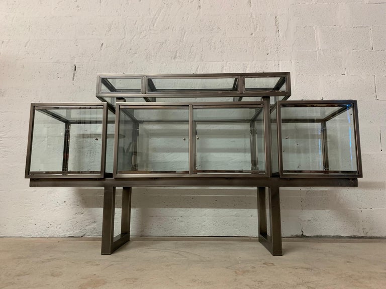 DIA Design Institute of America Steel Chrome and Glass Display Cabinet ...