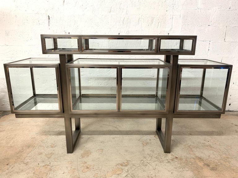 DIA Design Institute of America Steel Chrome and Glass Display Cabinet ...