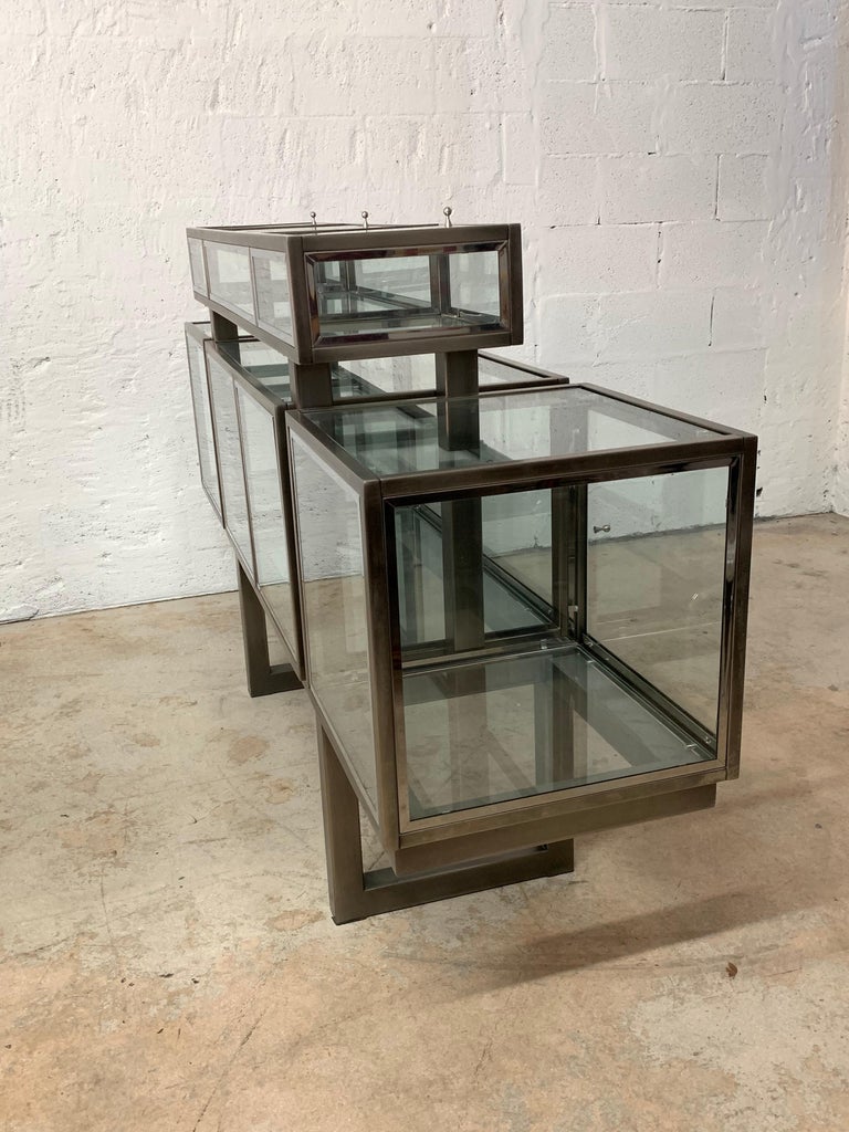DIA Design Institute of America Steel Chrome and Glass Display Cabinet ...