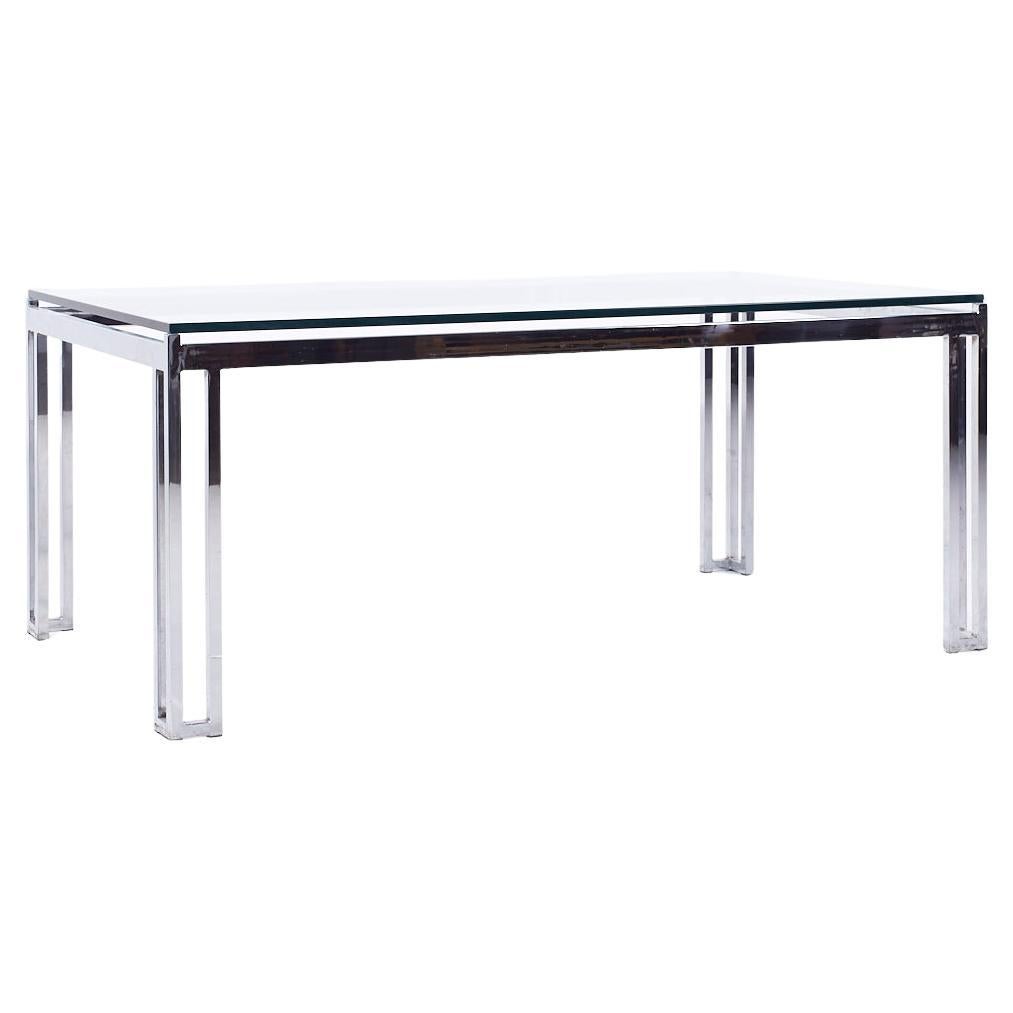 Design Institute of America Chrome and Glass Dining Table at 1stDibs