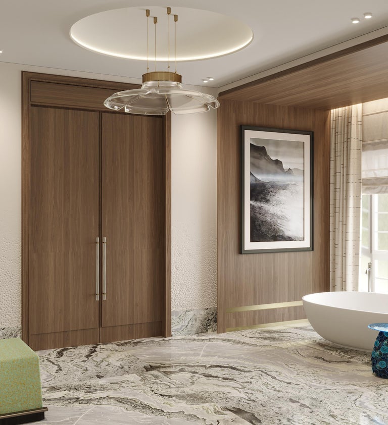 Diadem Modern Glass and Metal Flower Shaped Pendant For Sale at 1stDibs