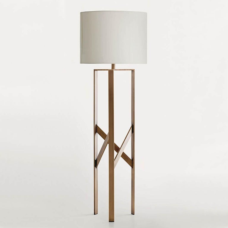 Diagonal Bronze Floor Lamp For Sale at 1stDibs